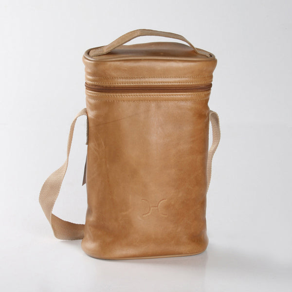 Double Bottle Leather Cooler Bag - Hazelnut - The Beautiful Life Store